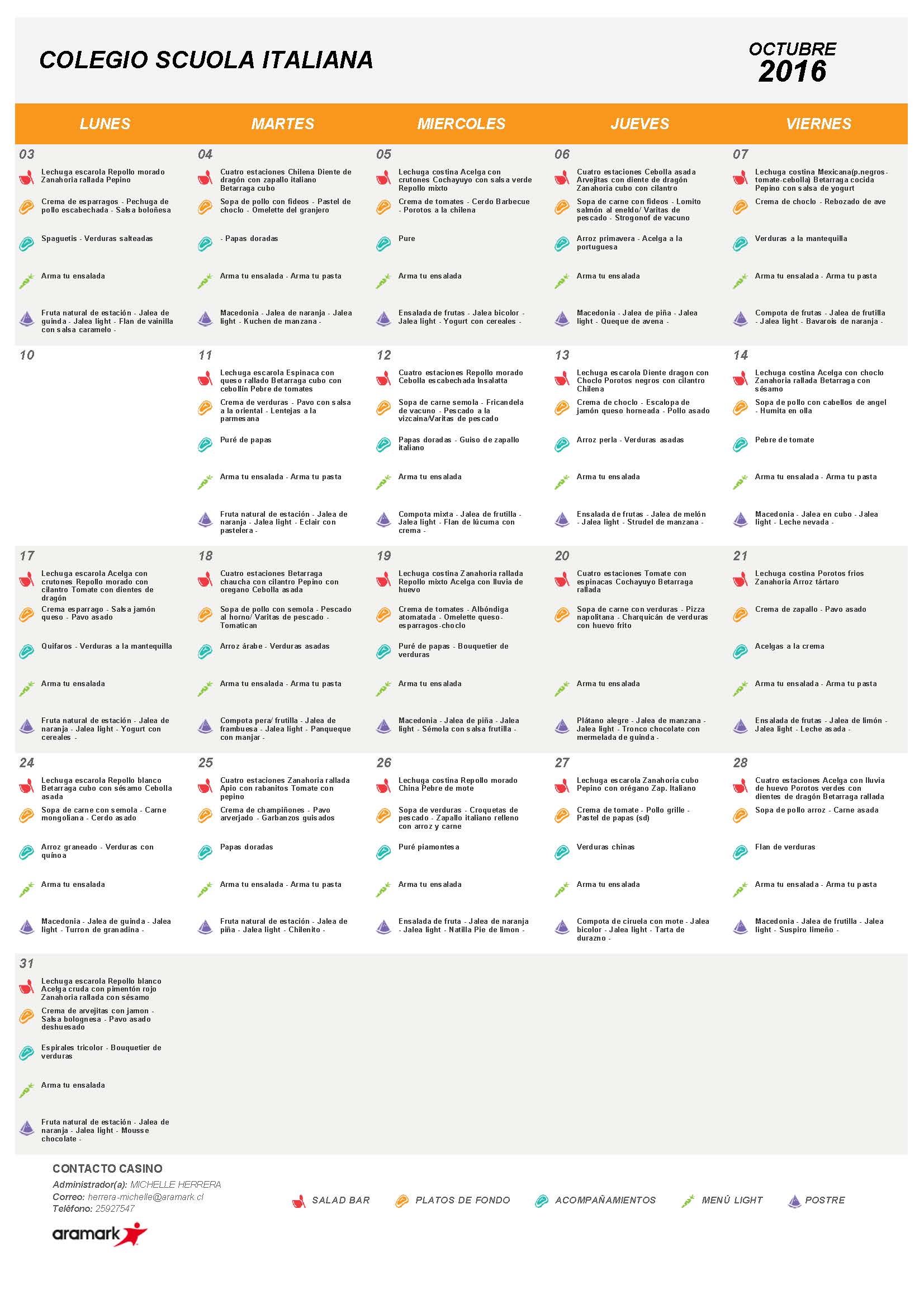 menu-colegio-scuola-italiana-octubre-2016 - Scuola Italiana : Scuola ...